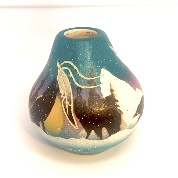 Accents | Hozoni Navajo Hand Painted Vase Southwest Native American Art ...
